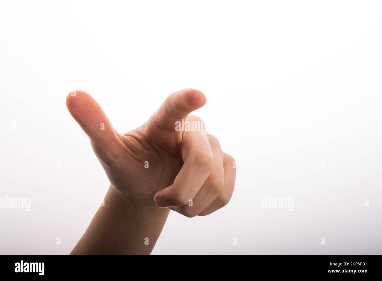 Hand pointing on a white background Stock Photo - Alamy