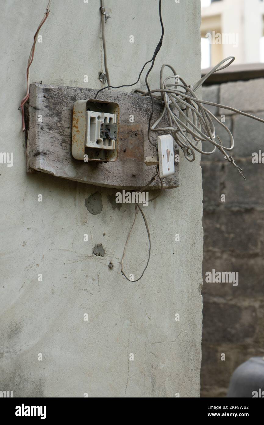 A bad cabling and power switch Stock Photo - Alamy