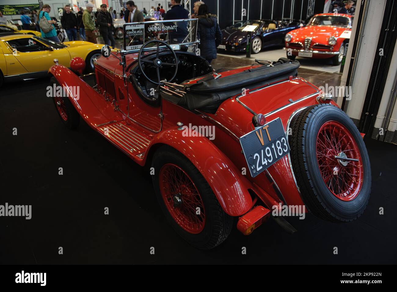 View from behind of historic sports car classic car pre-war car 30s ...