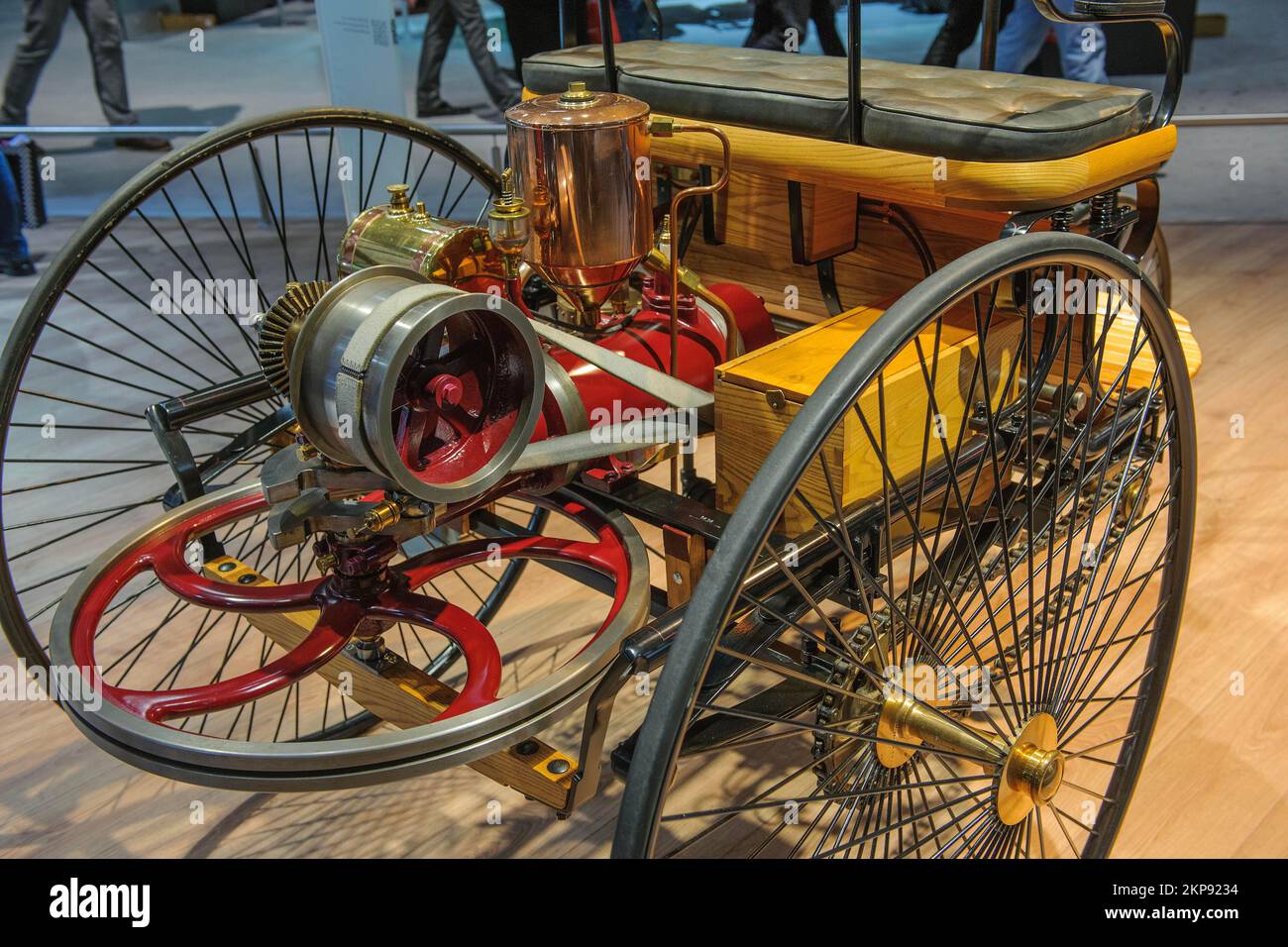 Close-up of engine of first three-wheeled automobile built by Carl Benz ... Close-up of engine of first three-wheeled automobile built by Carl Benz ...