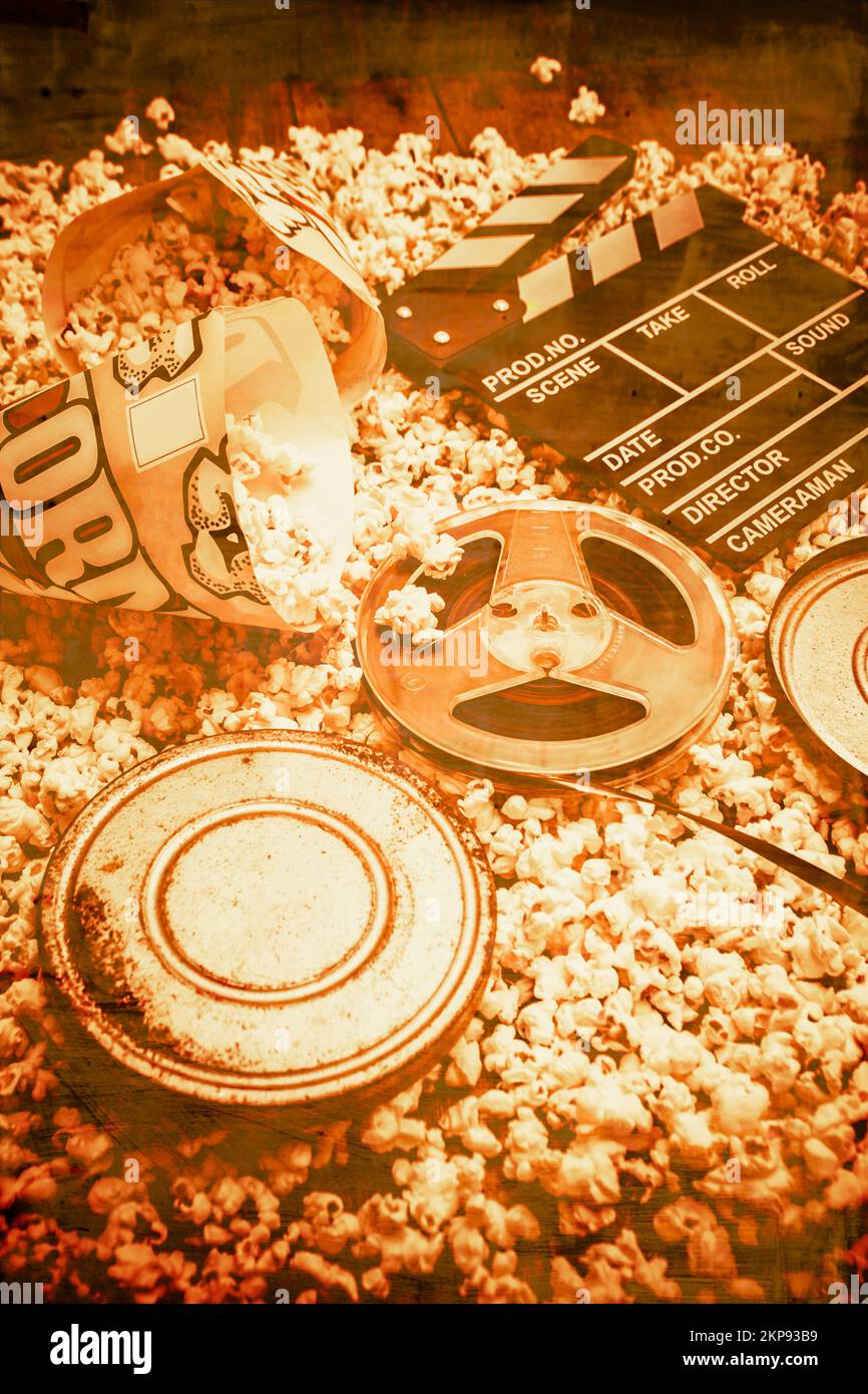 Movie production still life art on film industry objects making movies ...