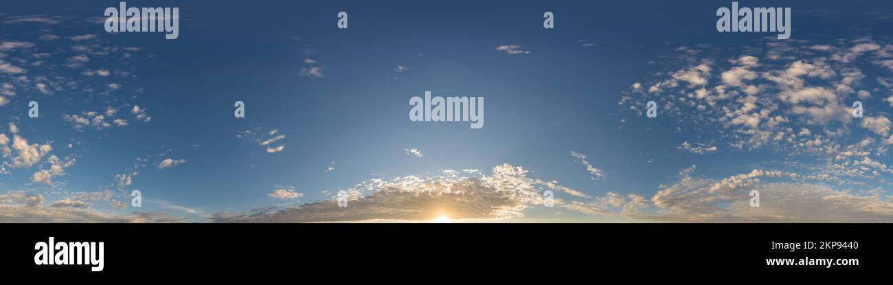Blue summer sky panorama with light Cirrus clouds. Hdr seamless ...