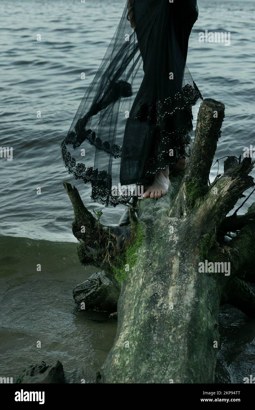 Woman feet barefoot in the sand of the coast hi-res stock photography ...