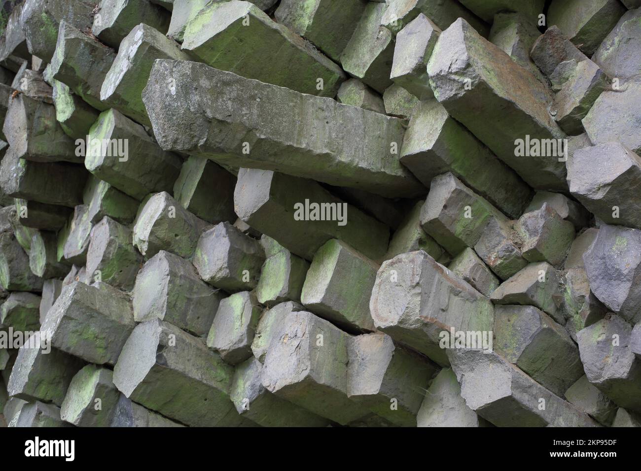 Basalt stone wall with basalt prisms, basalt, stone wall, bizarre ...