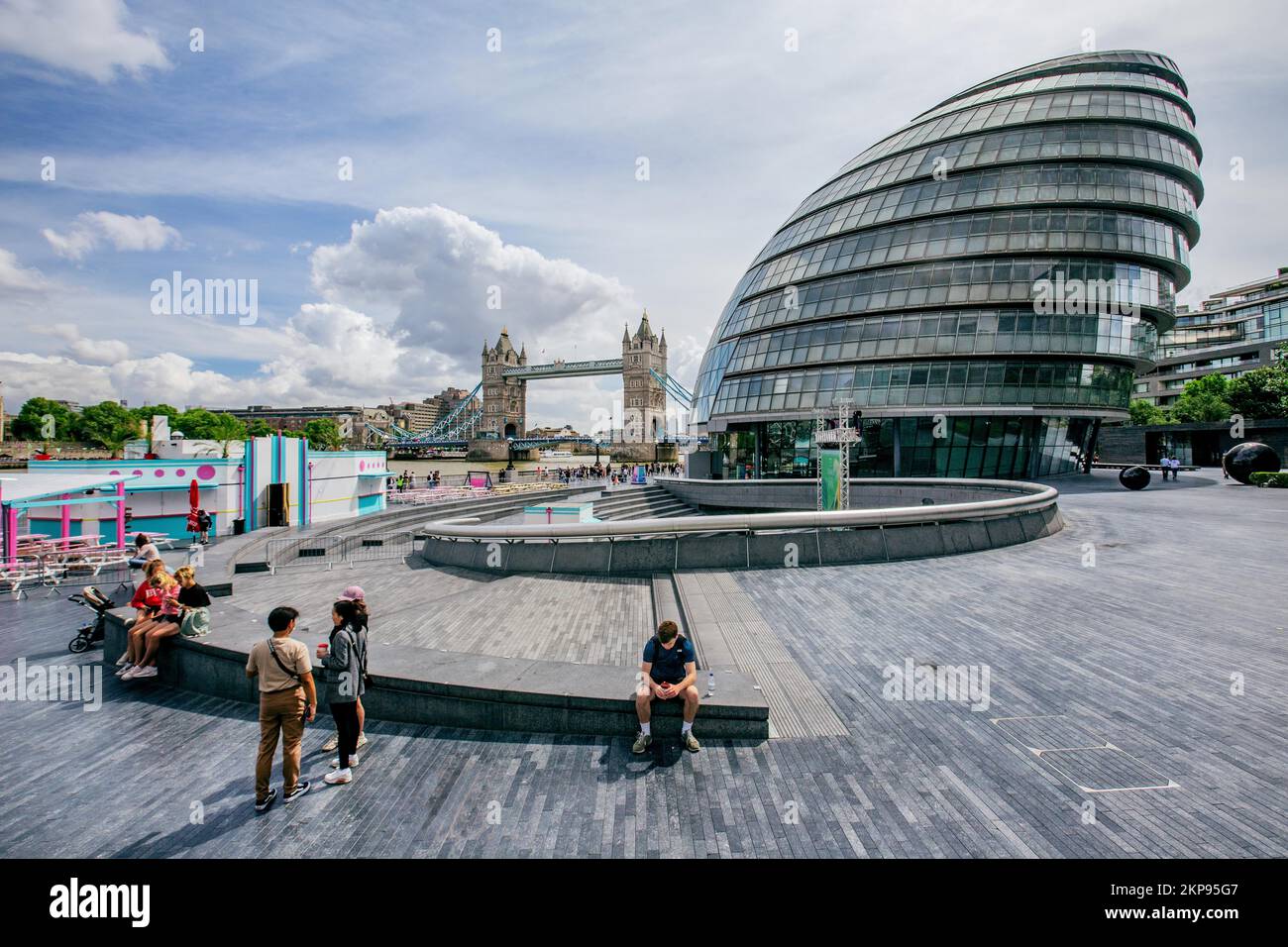London City Hall and Tower Bridge, London, City of London, England ...