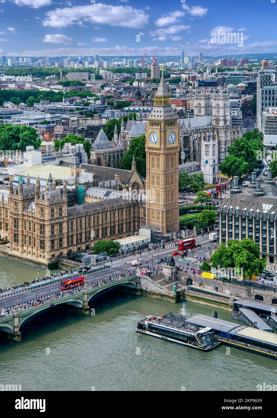Thames with Westminster Bridge, Houses of Parliament and Clock Tower ...