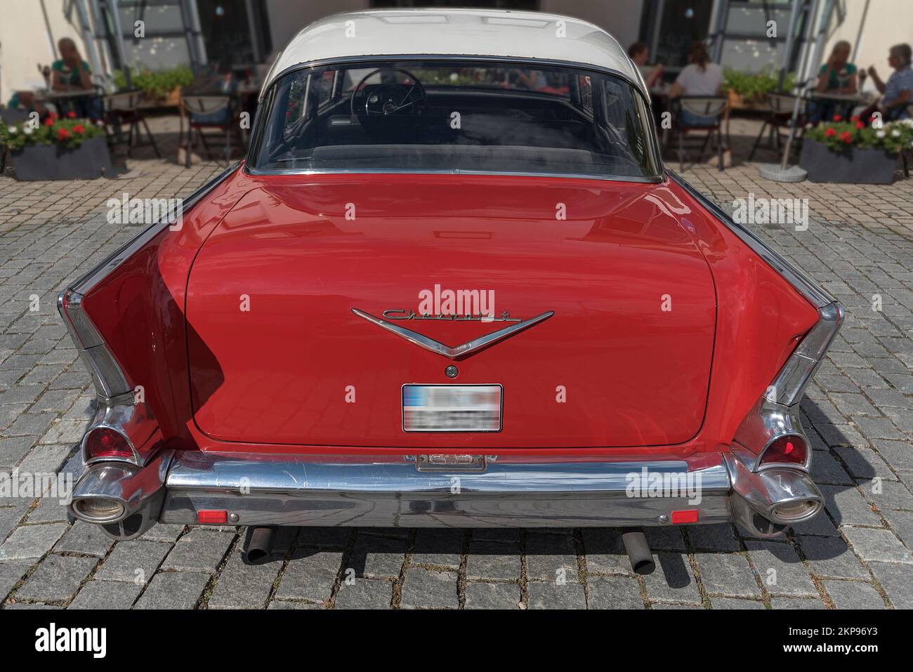 Rear view of Chevrolet Belair, American classic car, built 1953 to 1975 ...