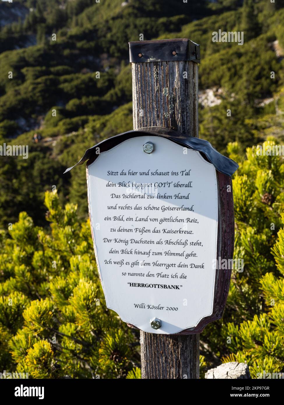 Poem on a notice board at the Herrgottsbank, Mount Katrin in the ...