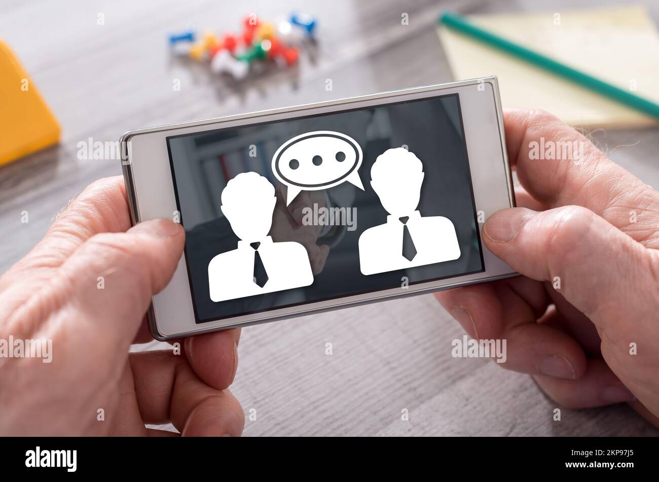 Dialogue concept on mobile phone Stock Photo - Alamy