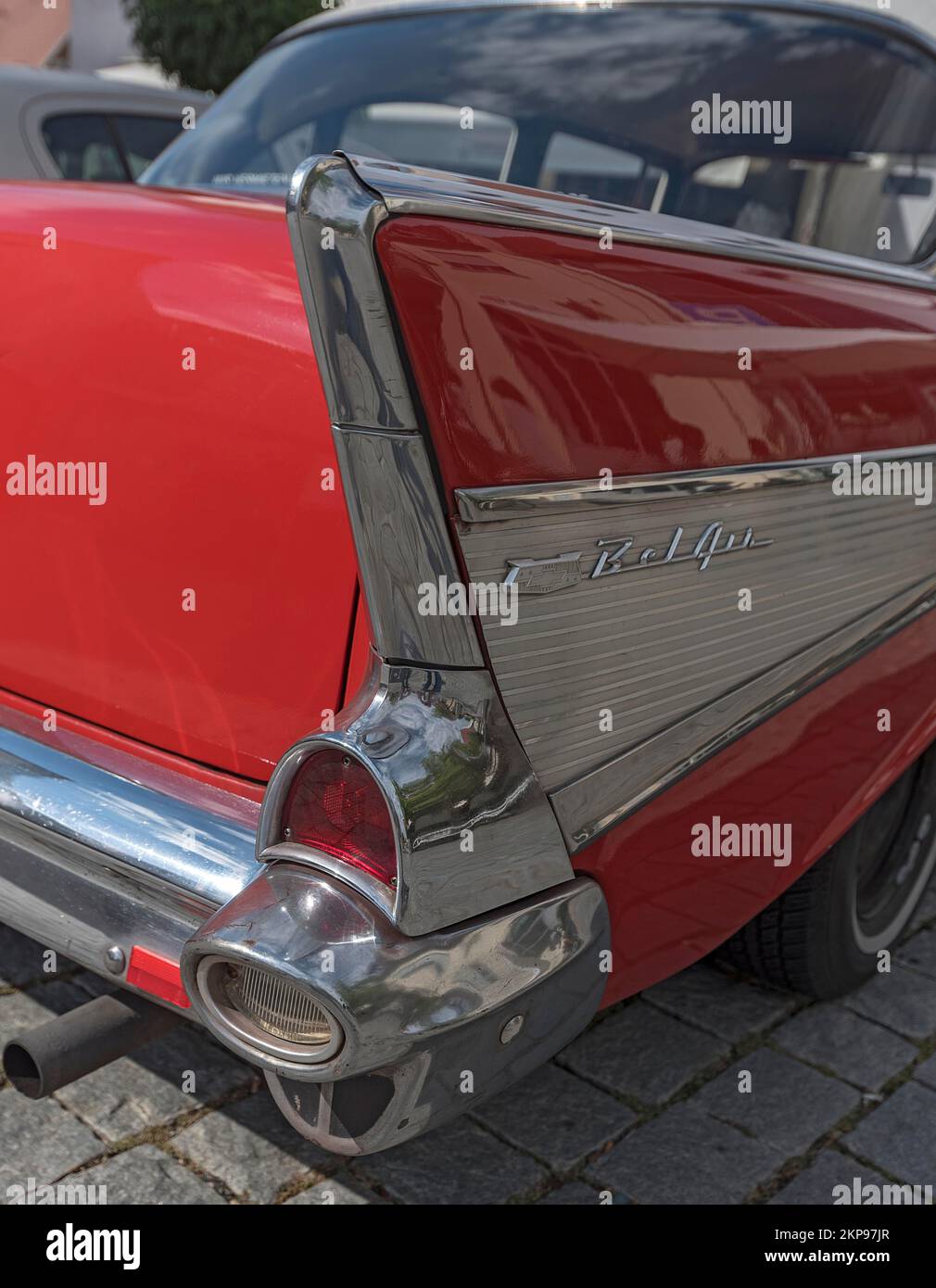 Tail fin from Chevrolet Belair, American classic car, built 1953 to ...