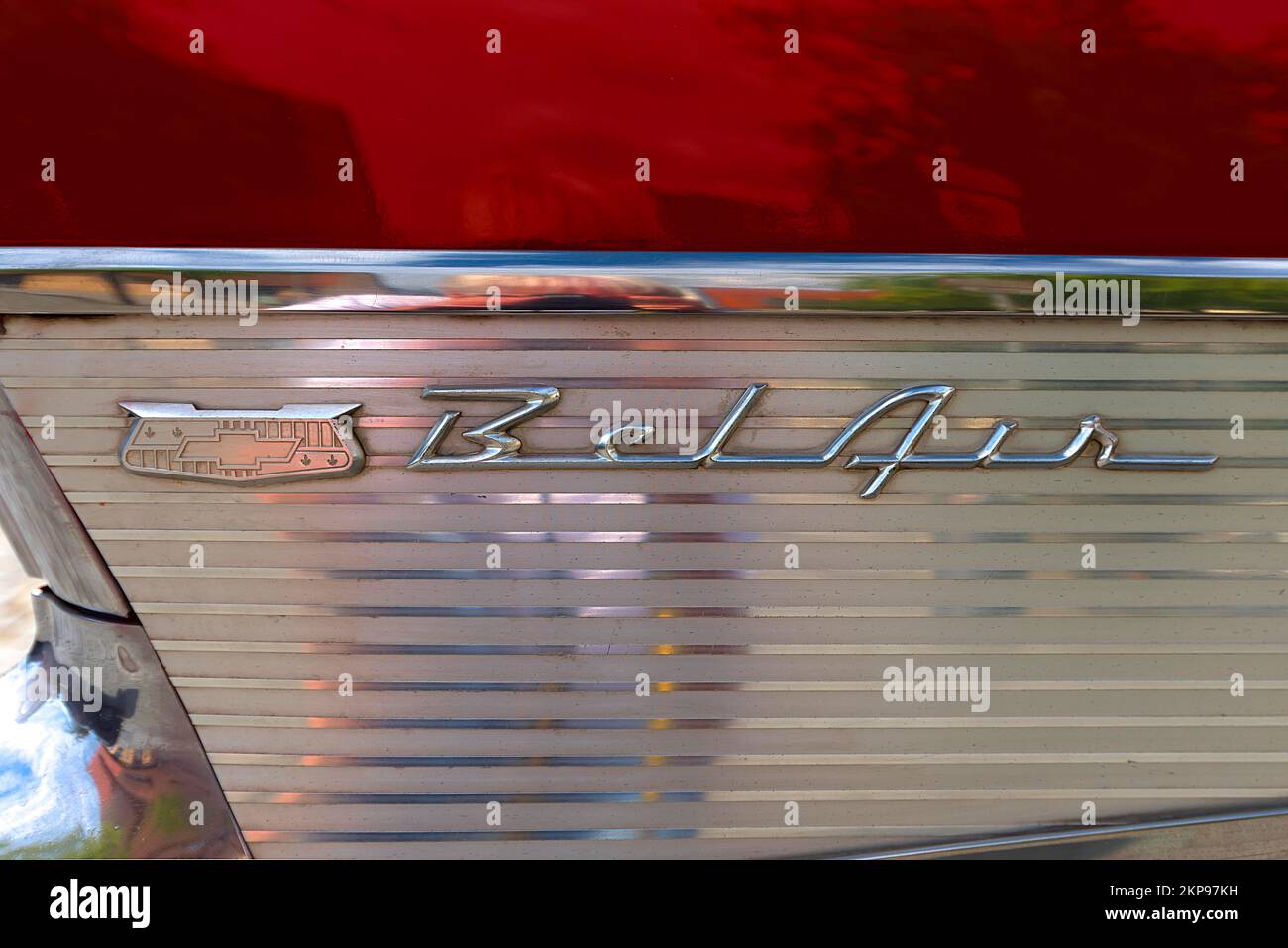 Lettering from Chevrolet Belair, American classic car, built 1953 to ...