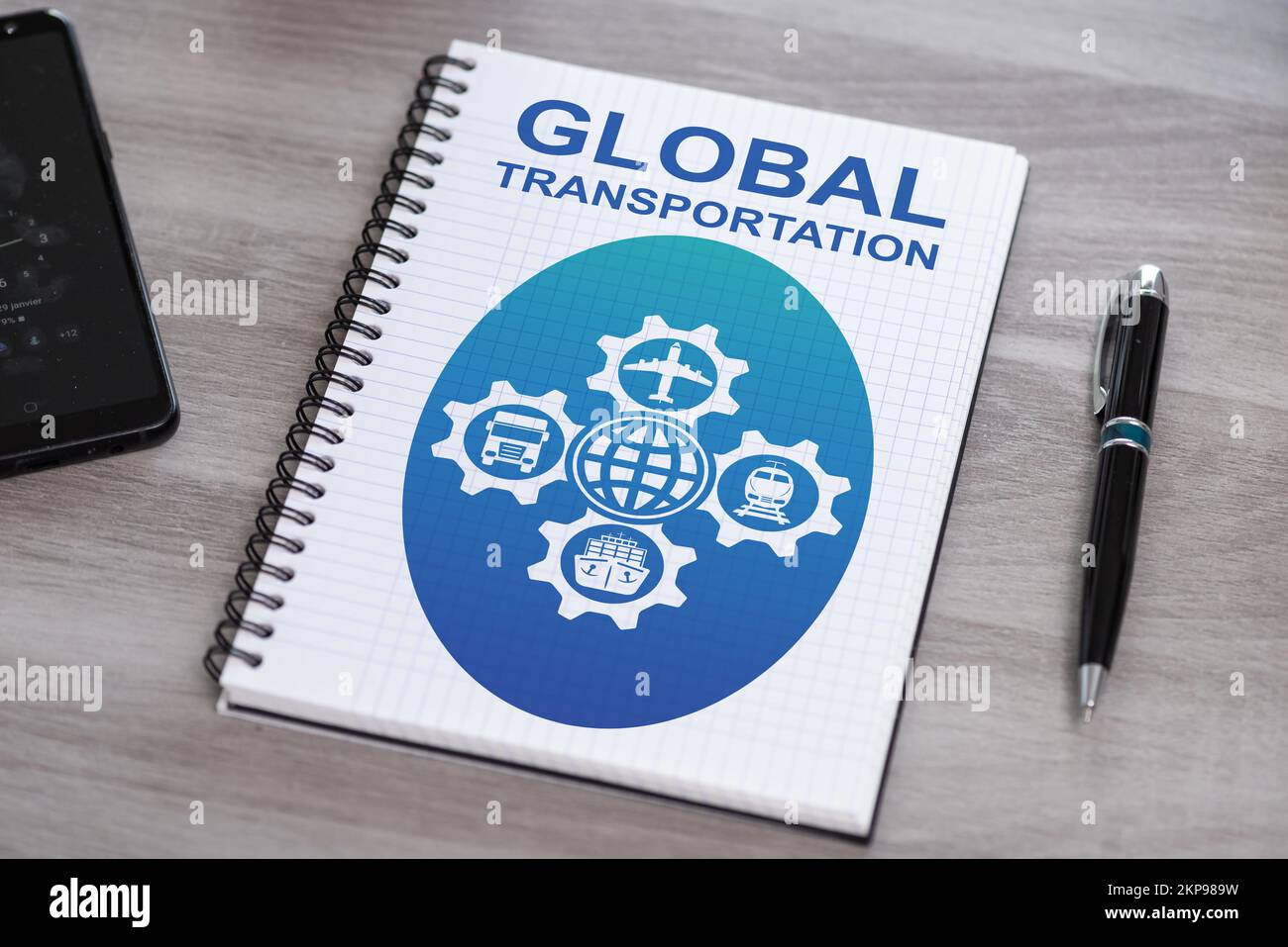 Global transportation concept drawn on a notepad Stock Photo - Alamy