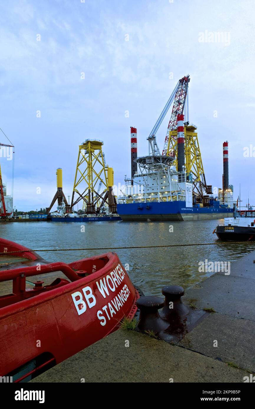 Working vessel for offshore wind turbines in Kaiserhafen three ...