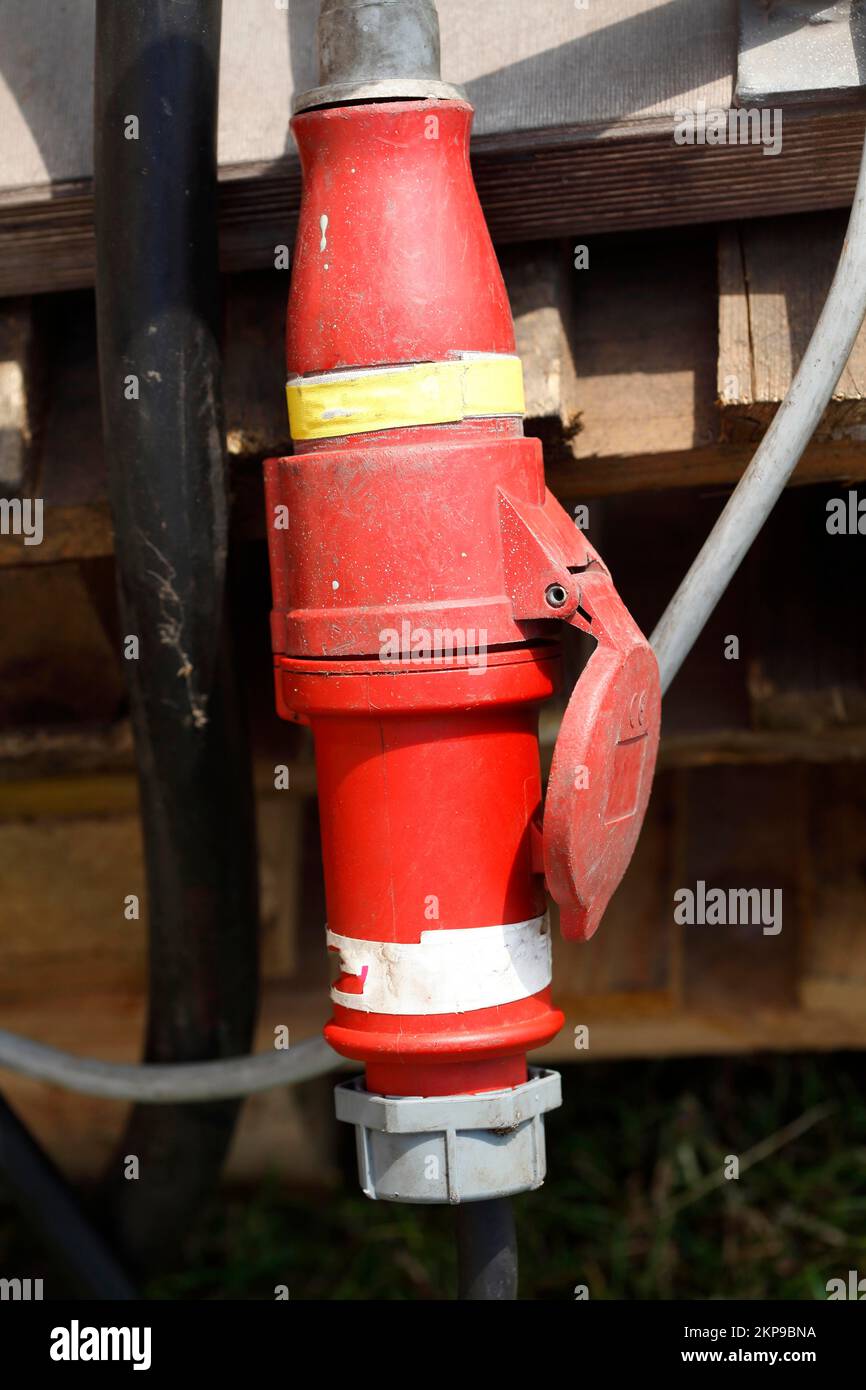 Red outdoor socket, Germany, Europe Stock Photo - Alamy