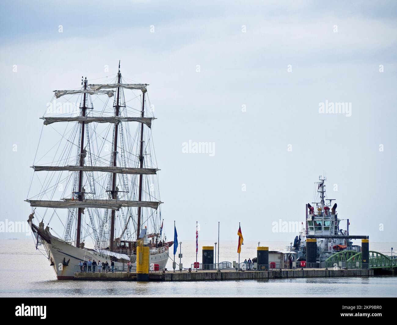 Tall ship Artemis at the Seebäderkaje in Bremerhaven, Germany, Europe ...
