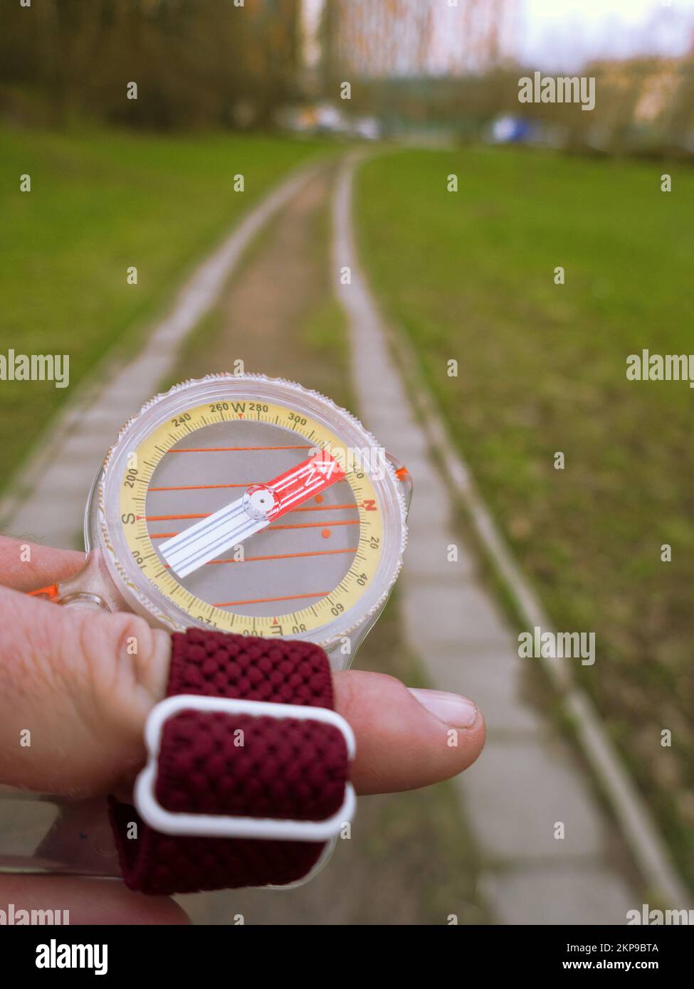A compass in a person's hand. Orient yourself in the current situation ...