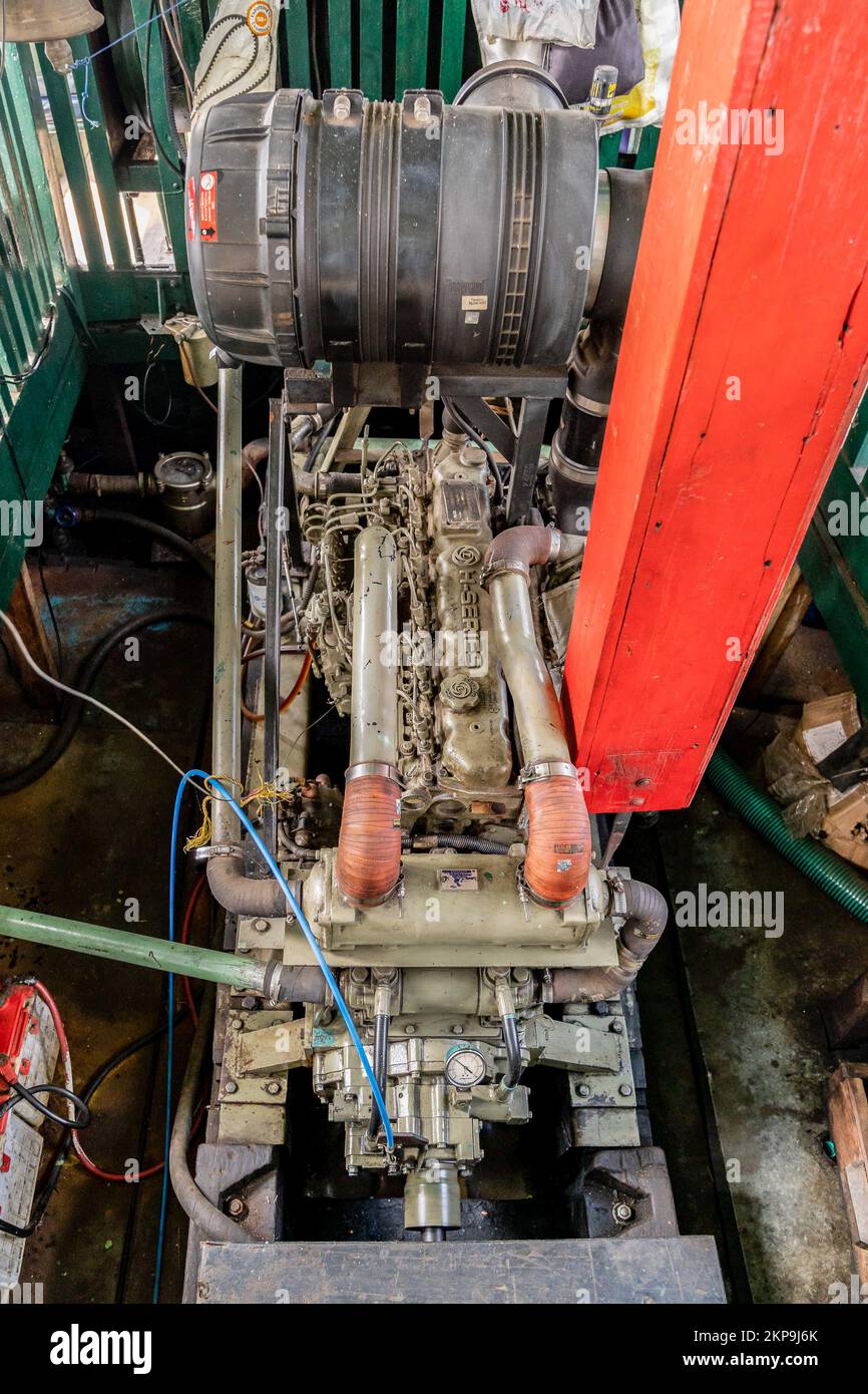 View of the boat's engine during the boat ride from Kottayam to ...