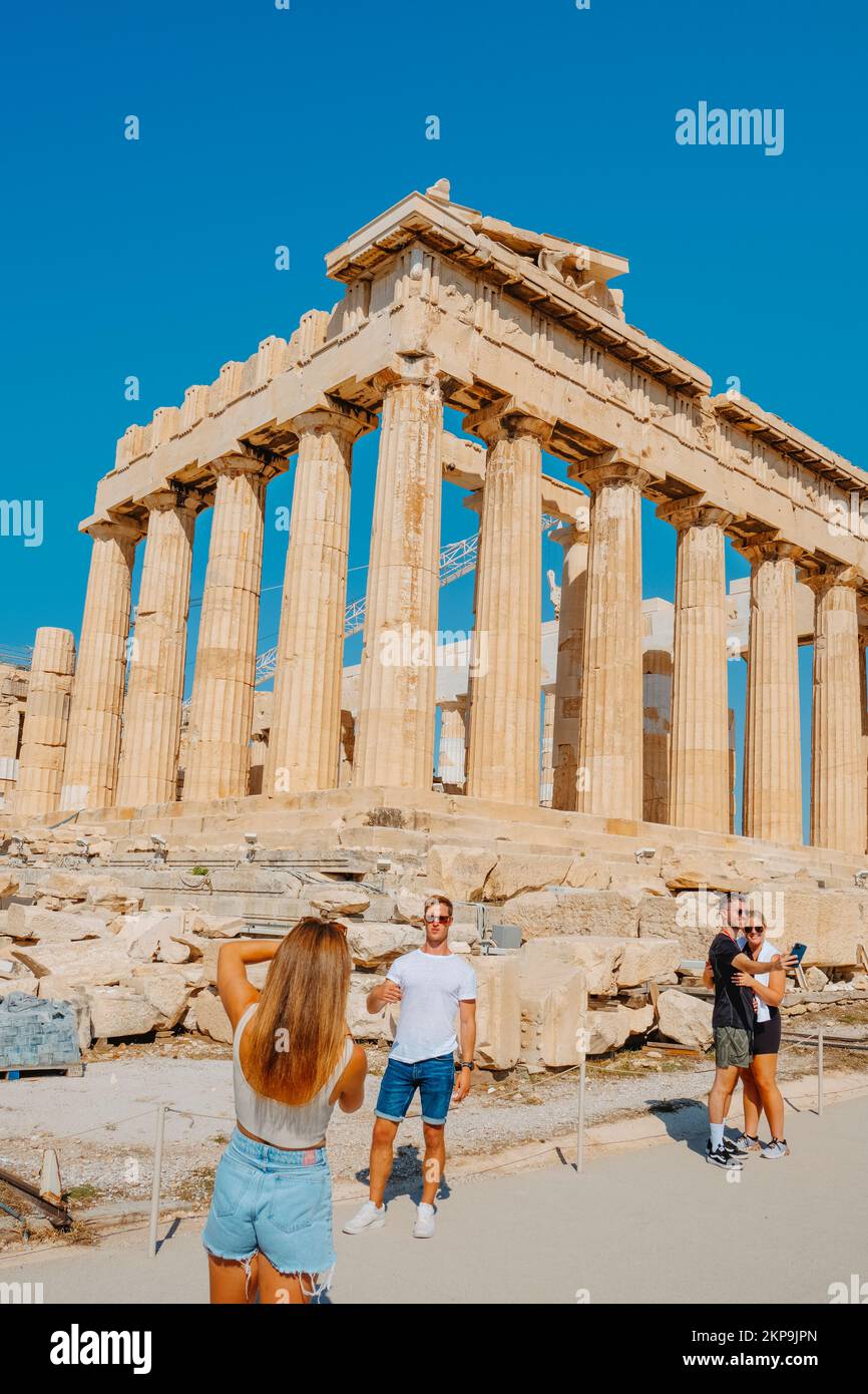 Athens, Greece - August 30, 2022: Some people take photos of themselves ...