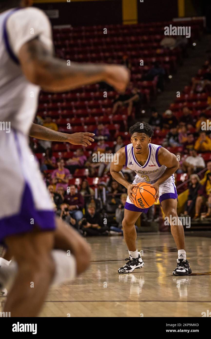 Alcorn State guard Trevin Wade (3) looks down court in the first half ...