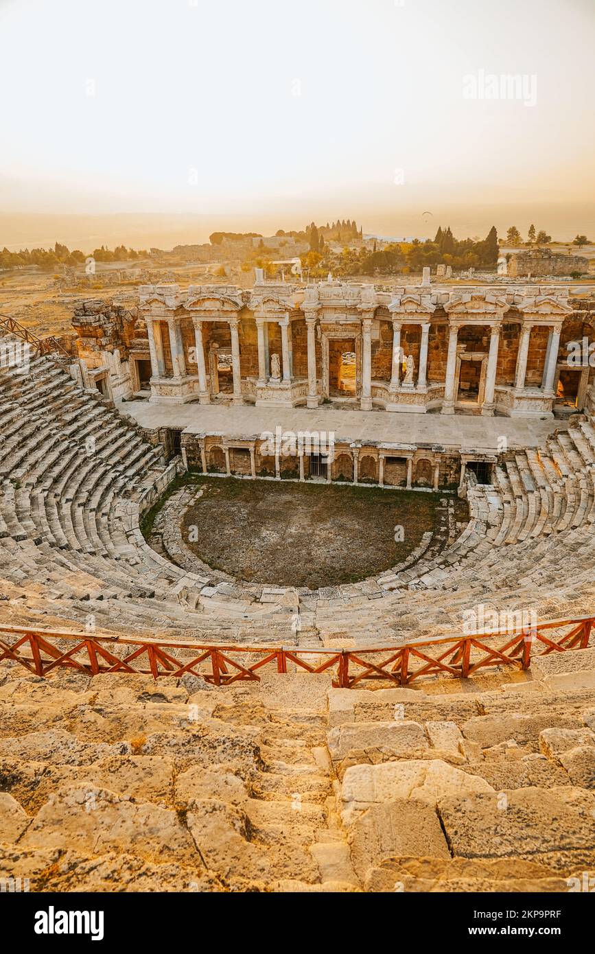 Amphitheater in Hierapolis ancient city in Pamukkale Turkey Stock Photo ...