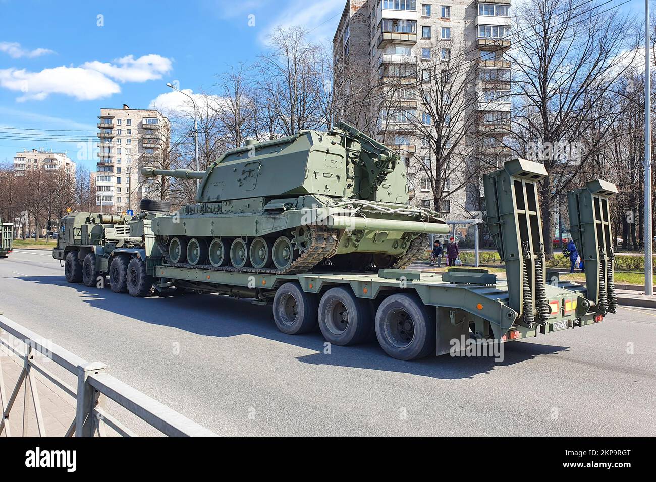 Saint Petersburg, Russia 4.30.2021- military equipment, self-propelled ...