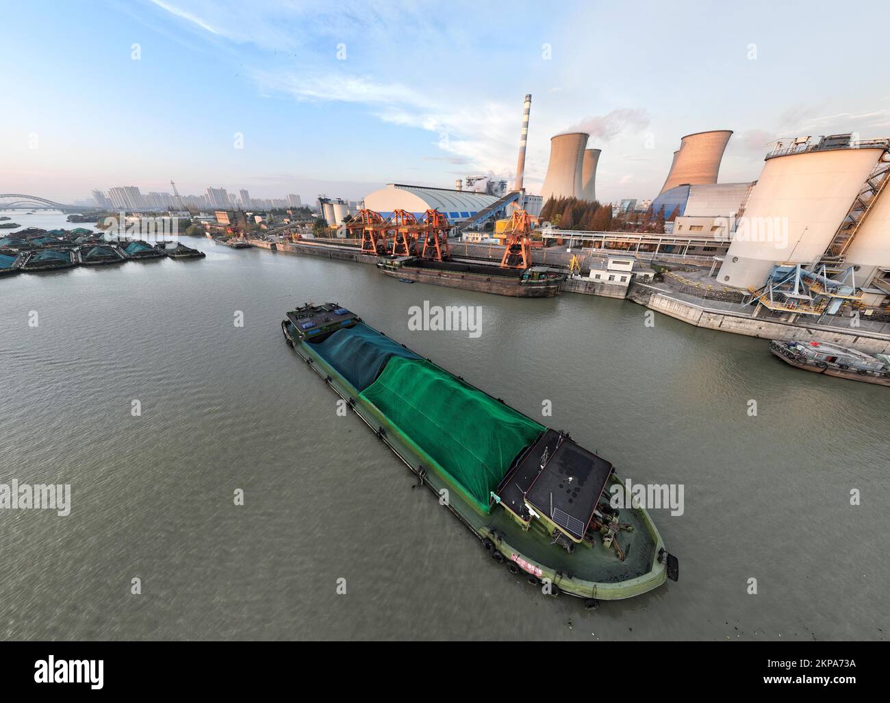 Aerial photo shows the coal carrier berthing at the coal terminal of ...
