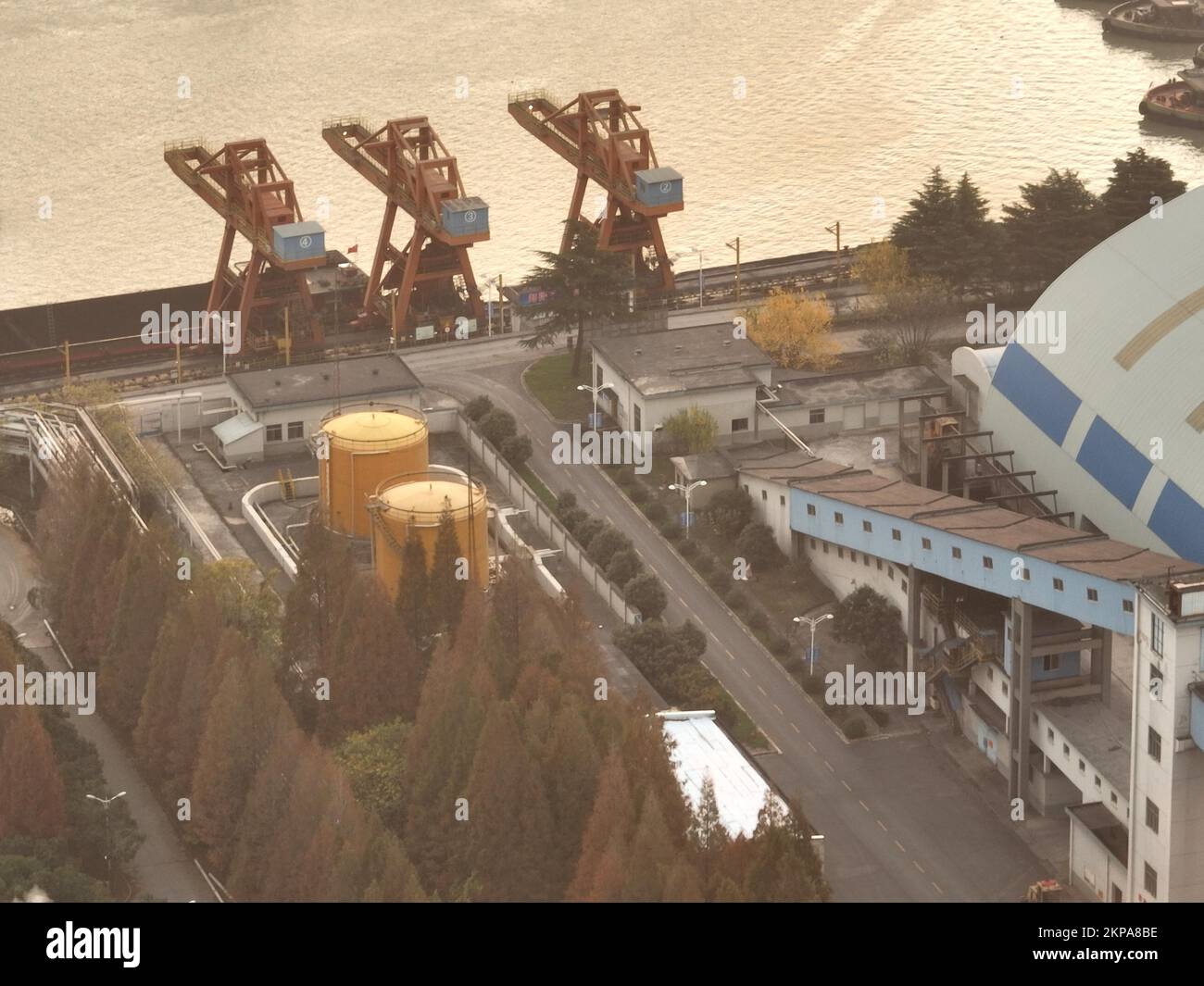 Aerial photo shows the coal carrier berthing at the coal terminal of ...