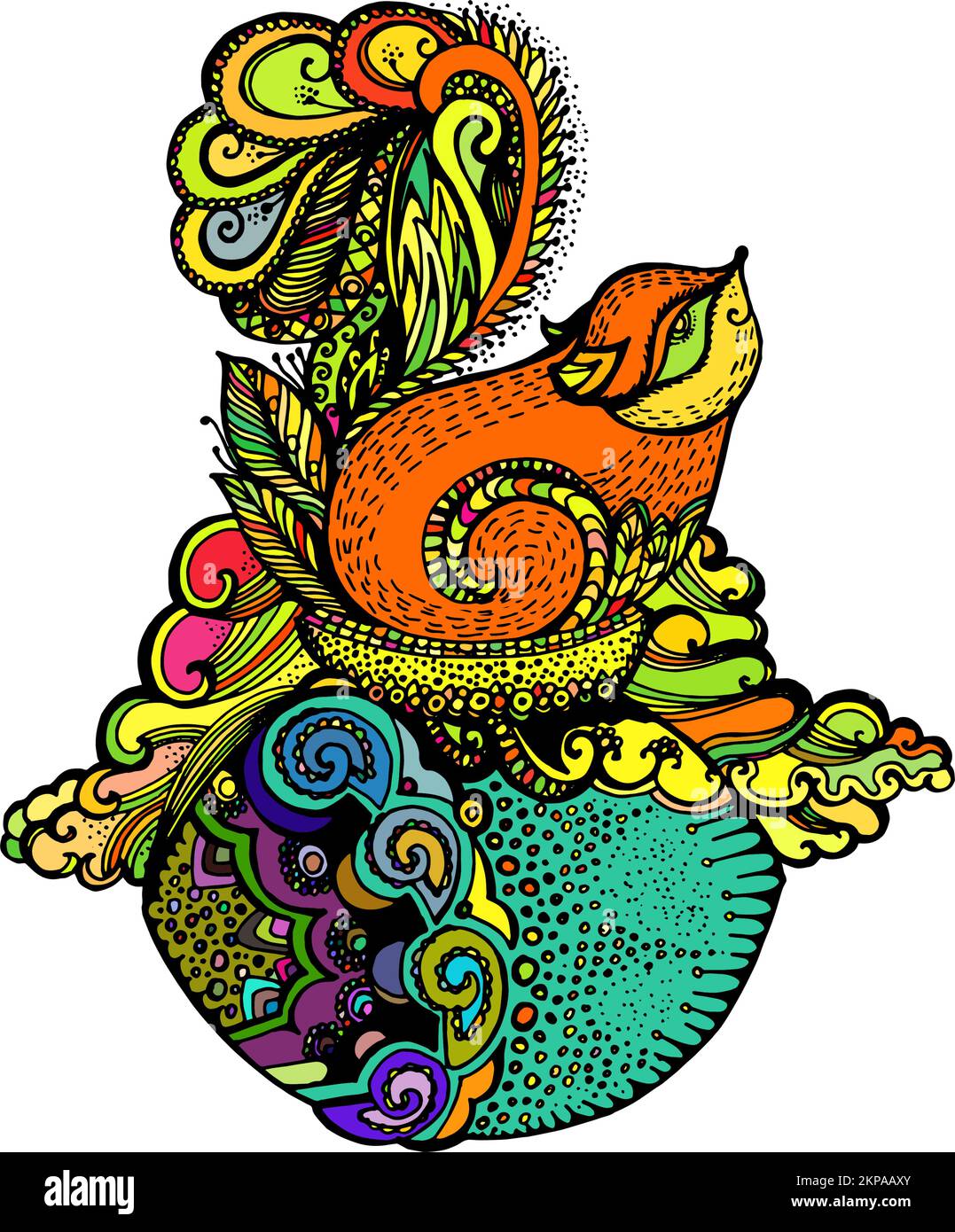 Zentangle Stylized Color Squirrel. Hand Drawn Doodle Illustration ...