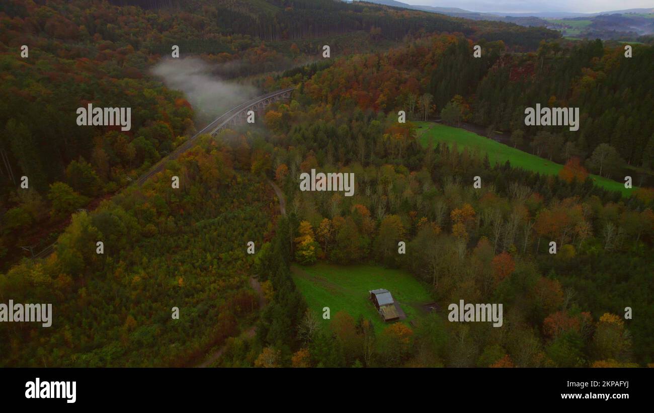 The aerial view of the Belgian Ardennes in autumn. Wallonia, Belgium ...
