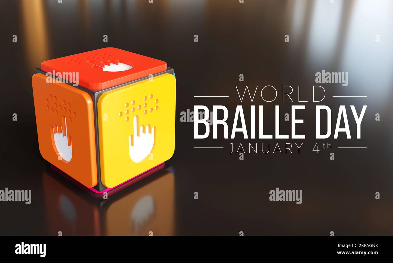 World Braille day is observed every year on January 4. 3D Rendering ...