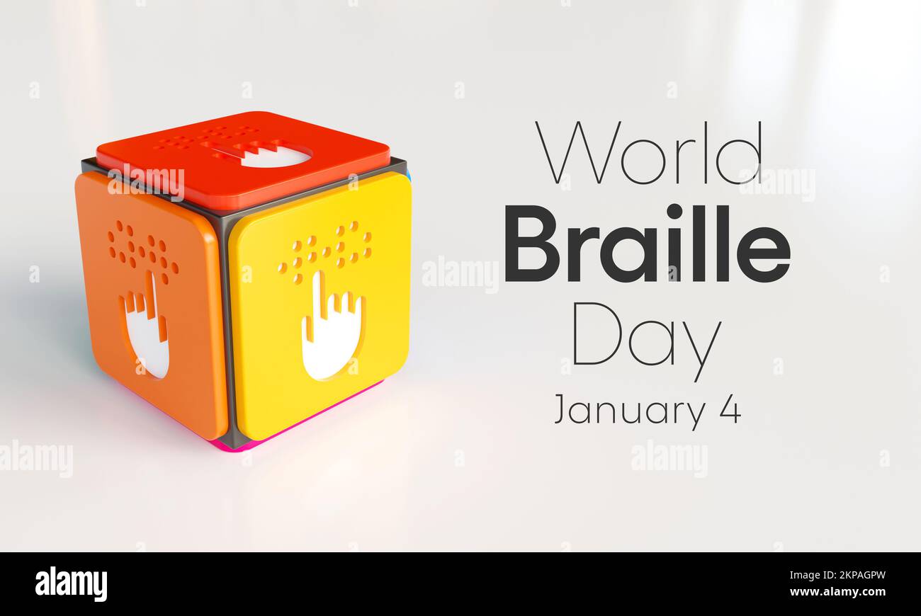 World Braille day is observed every year on January 4. 3D Rendering ...