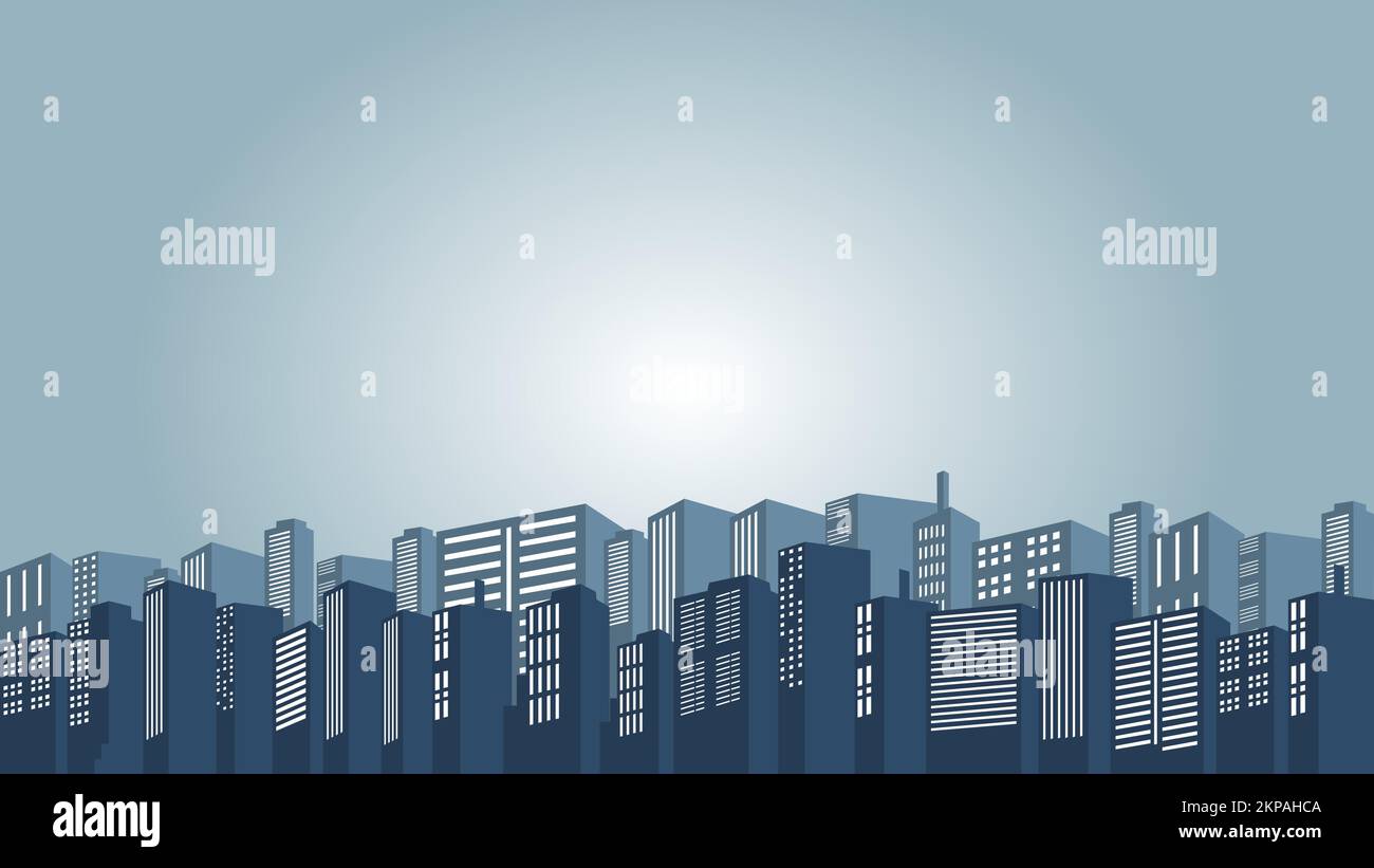 Evening atmosphere in an urban environment with many buildings ...