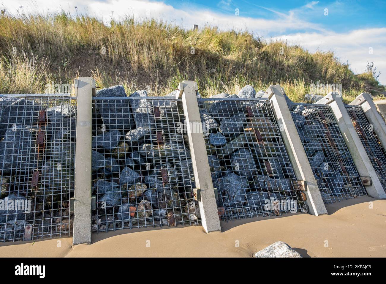 Cleethorpes beach with old wooden groynes sea defence Stock Photo - Alamy