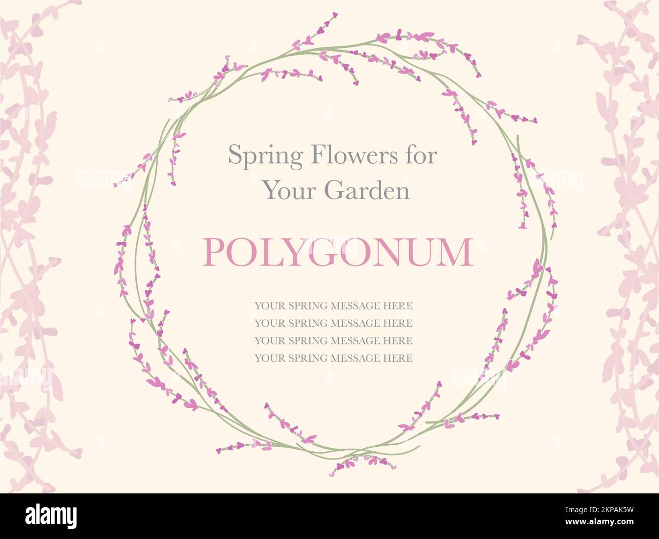 Vector Round Spring Flower Frame, Polygonum, Isolated On A Plain ...