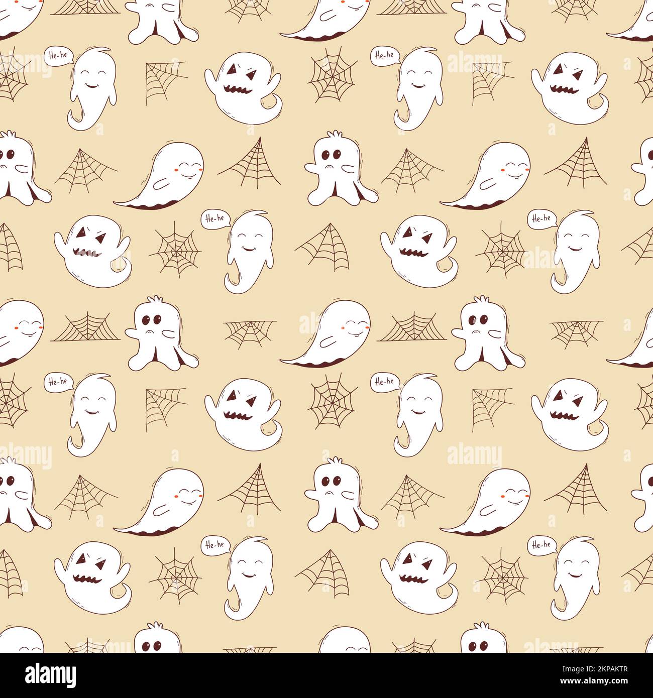 Spooky halloween ghosts seamless pattern. Spooky poltergeist. Halloween scary ghostly monsters ...