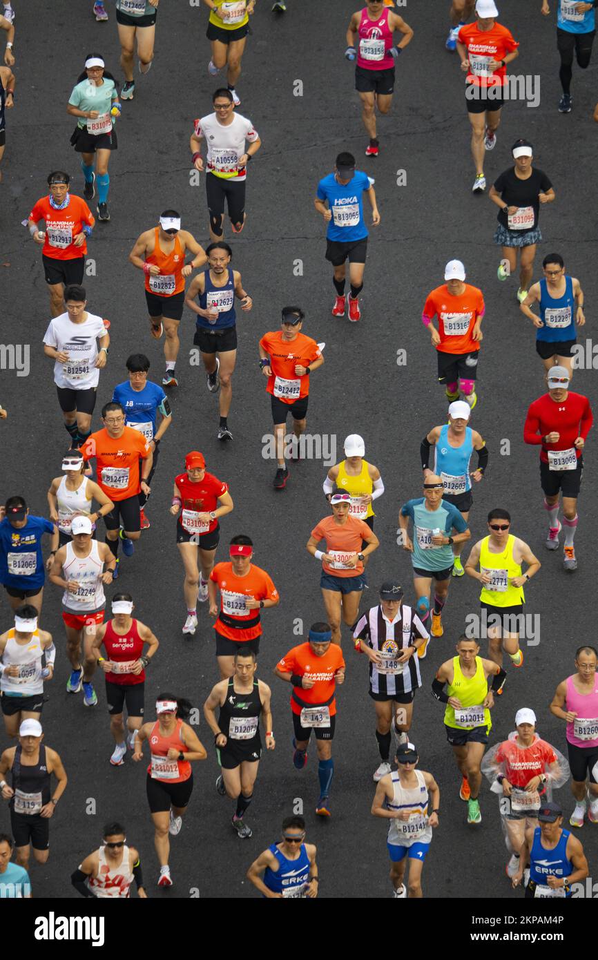 Aerial photo shows the 2022 Shanghai Marathon kicked off in Shanghai ...