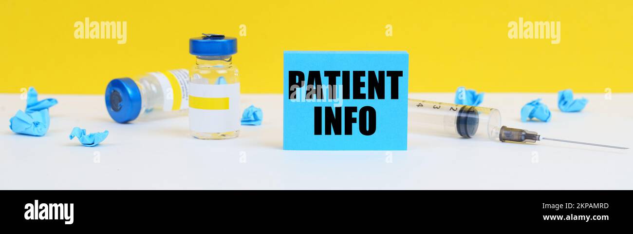 Medicine and health concept. On the table is a syringe, injections and ...