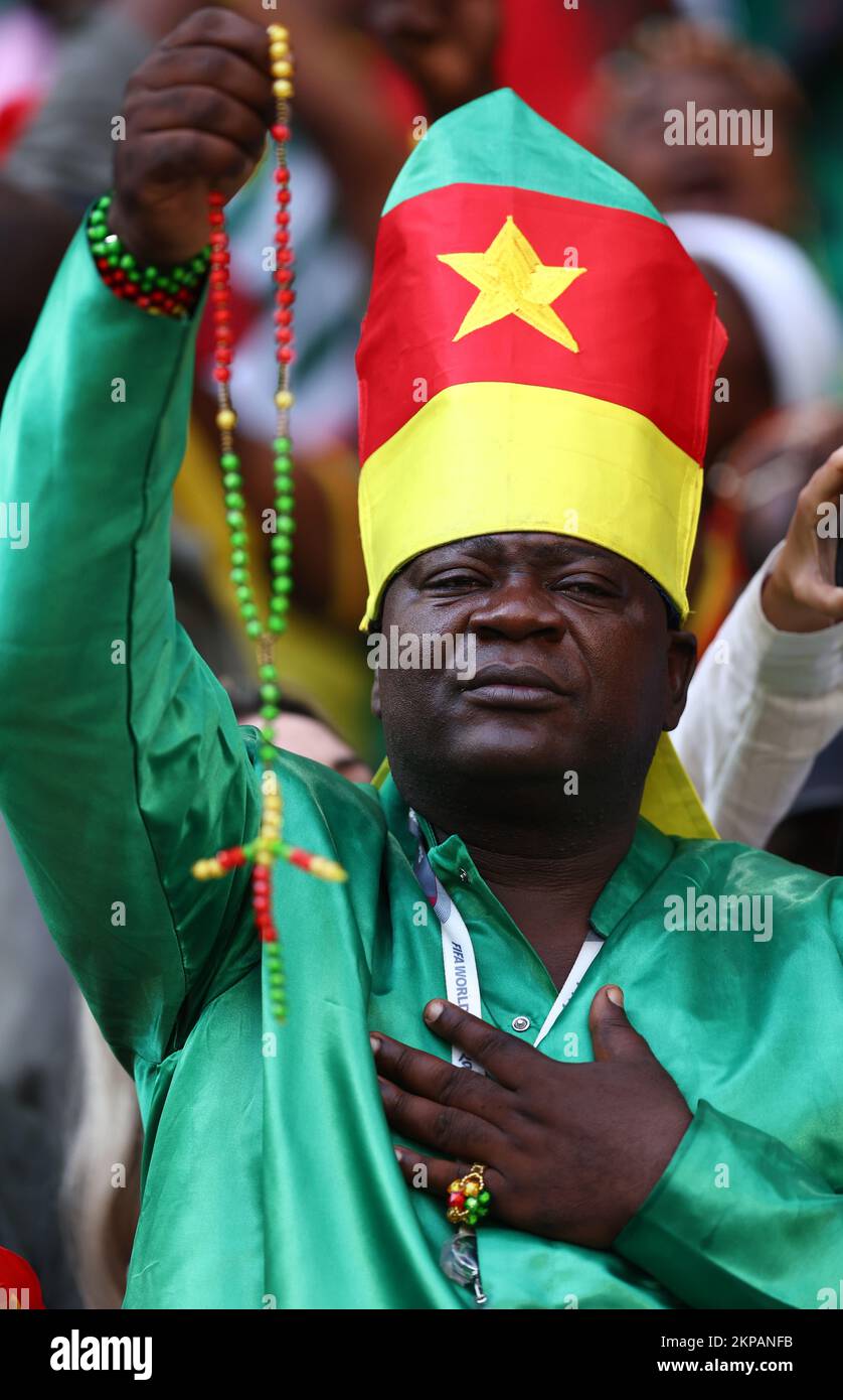 Al Wukair, Qatar. 28th Nov, 2022. Cameroon fan during the FIFA World ...