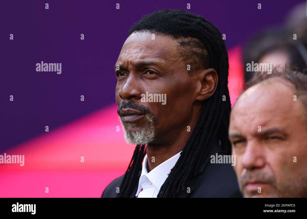 Al Wukair, Qatar. 28th Nov, 2022. Rigobert Song coach of Cameroon ...