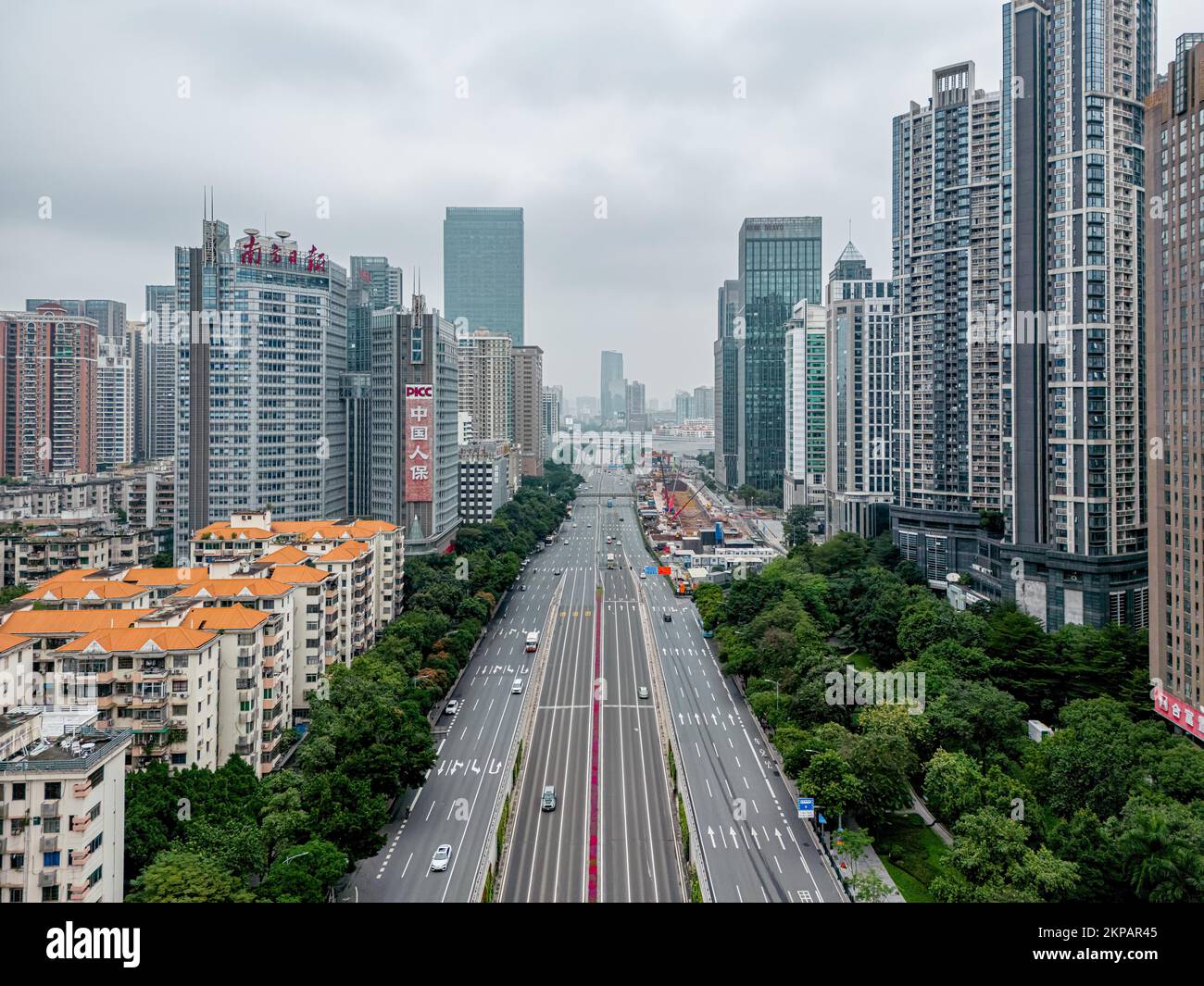 Aerial photo shows the little traffic flow on Guangzhou Bridge and ...