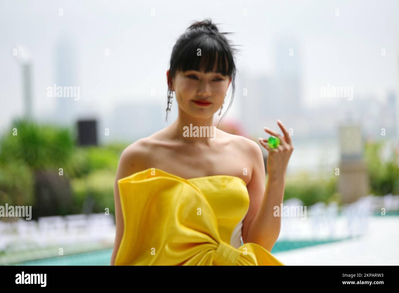 Chinese singer Huang Ling shows at the 2022 Chinese Top Ten Music ...