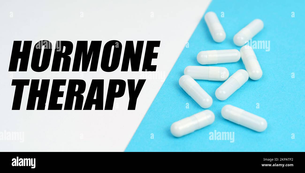 Medicine and health concept. There are pills on the blue surface, on ...