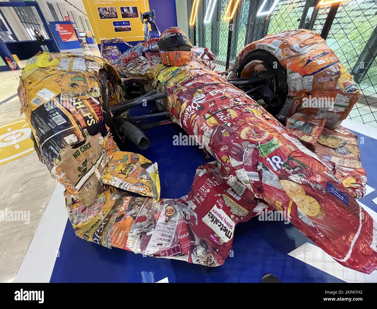 A formula one model made of plastic waste by a Britain student was ...
