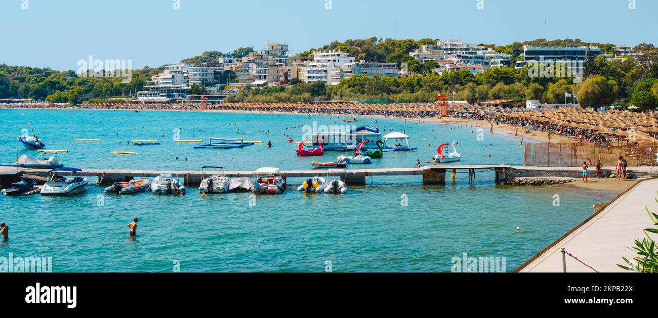 Vouliagmeni, Greece - September 1, 2022: The Vouliagmeni beach in ...