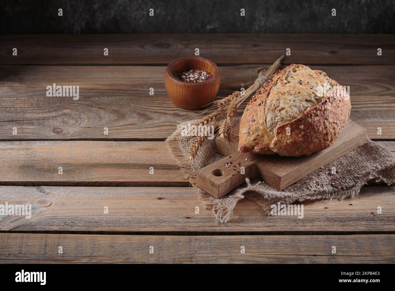 Fresh baked whole grain bread with flax seeds Stock Photo - Alamy