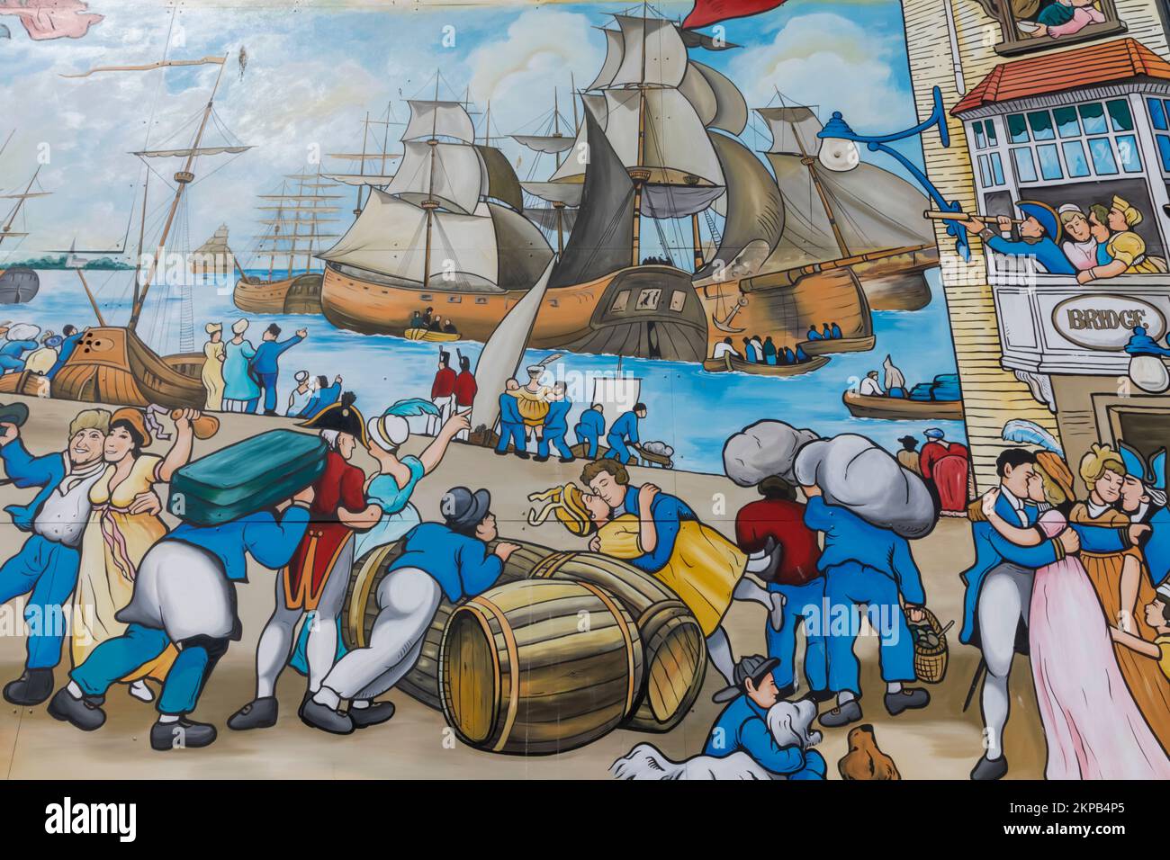 England, Hampshire, Portsmouth, Old Portsmouth, The Bridge Tavern, Wall ...
