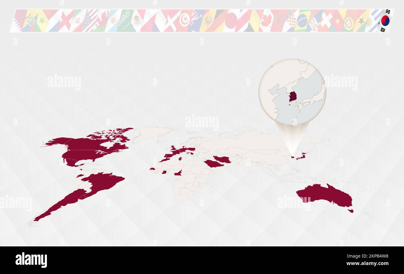 south korea on world map