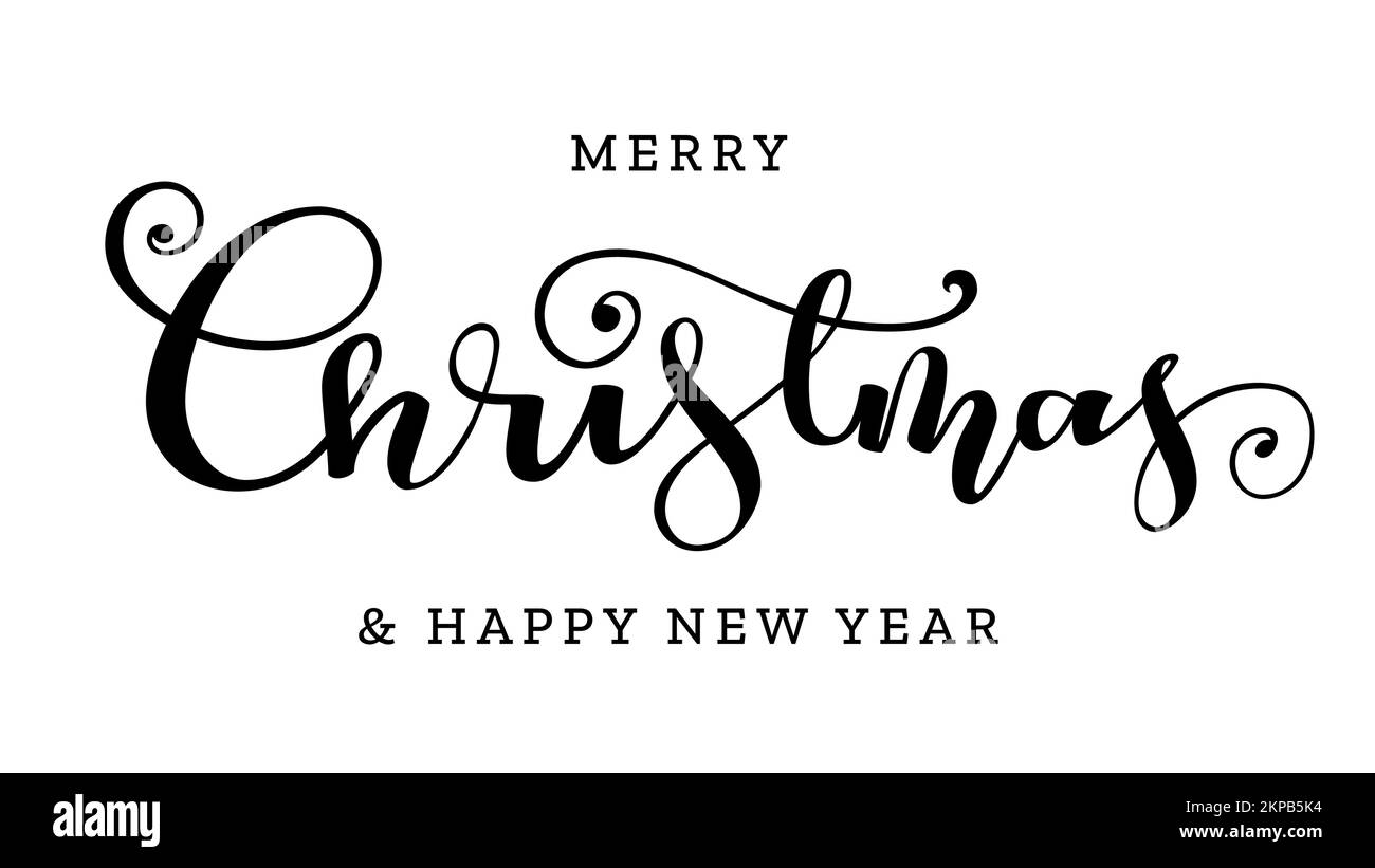 Merry Christmas Brush Lettering New Year Hand Drawn Ink Pen