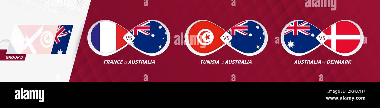 Australia national team matches in group D, football competition 2022 ...