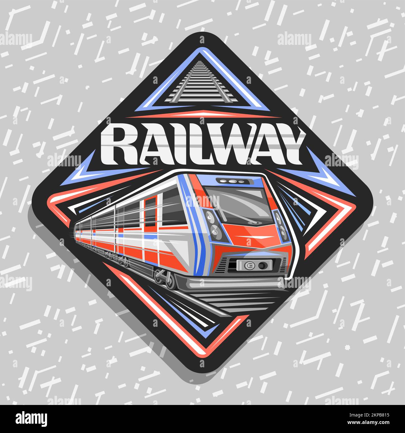 Vector logo for Railway, rhombus decorative signboard with illustration ...